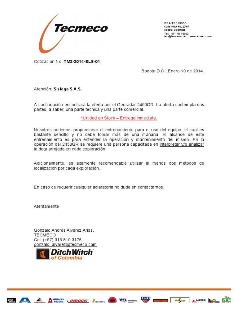 TM2-2014-SLS-01 - Georadar 2450GR | PDF | Antena (Radio) | Radar