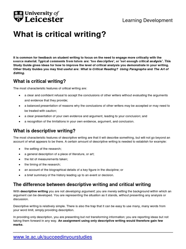 Critical Writing v1 0 | PDF