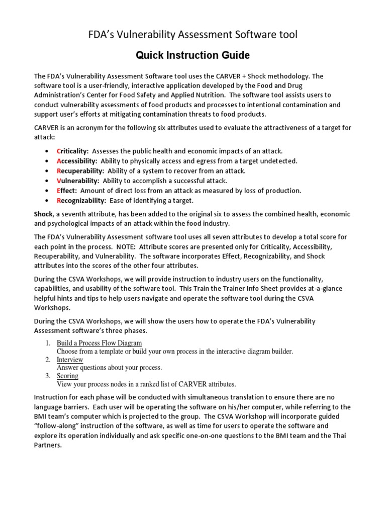CARVER Risk Assessment Tool Guide | PDF | Vulnerability (Computing ...