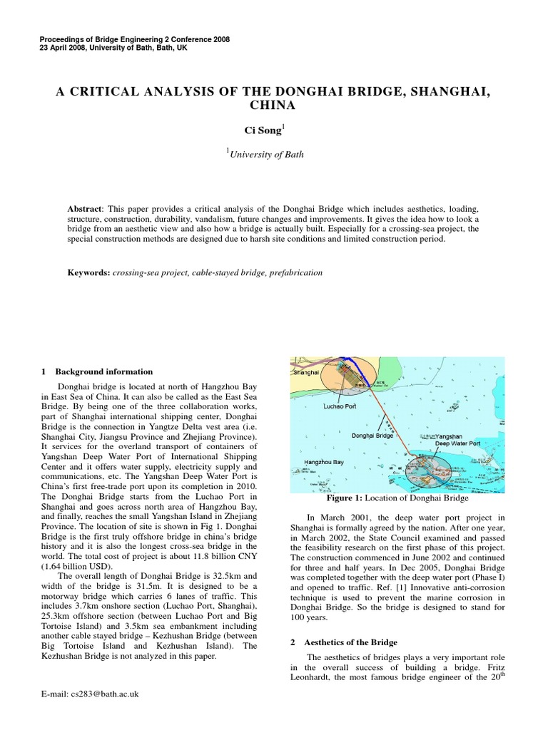 A Critical Analysis of The Donghai Bridge, Shanghai | PDF | Deep ...