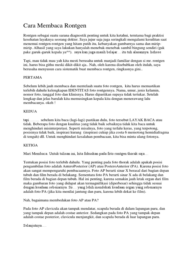 Cara Membaca Rontgen | PDF