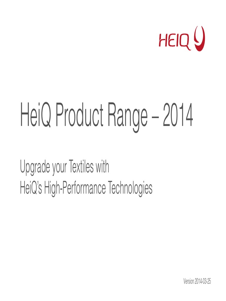HeiQ Product Range 2014-03-25 | PDF | Bleach | Synthetic Fiber