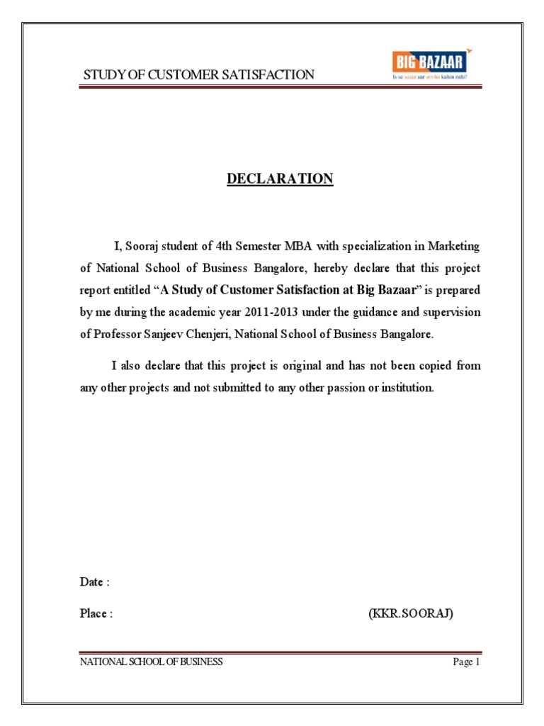 Big Bazaar Project | Retail | Customer Satisfaction