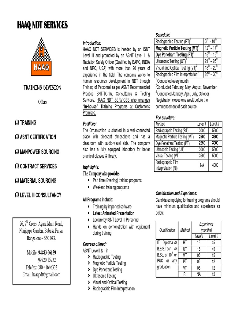 Services Brochure | PDF | Nondestructive Testing | Engineering