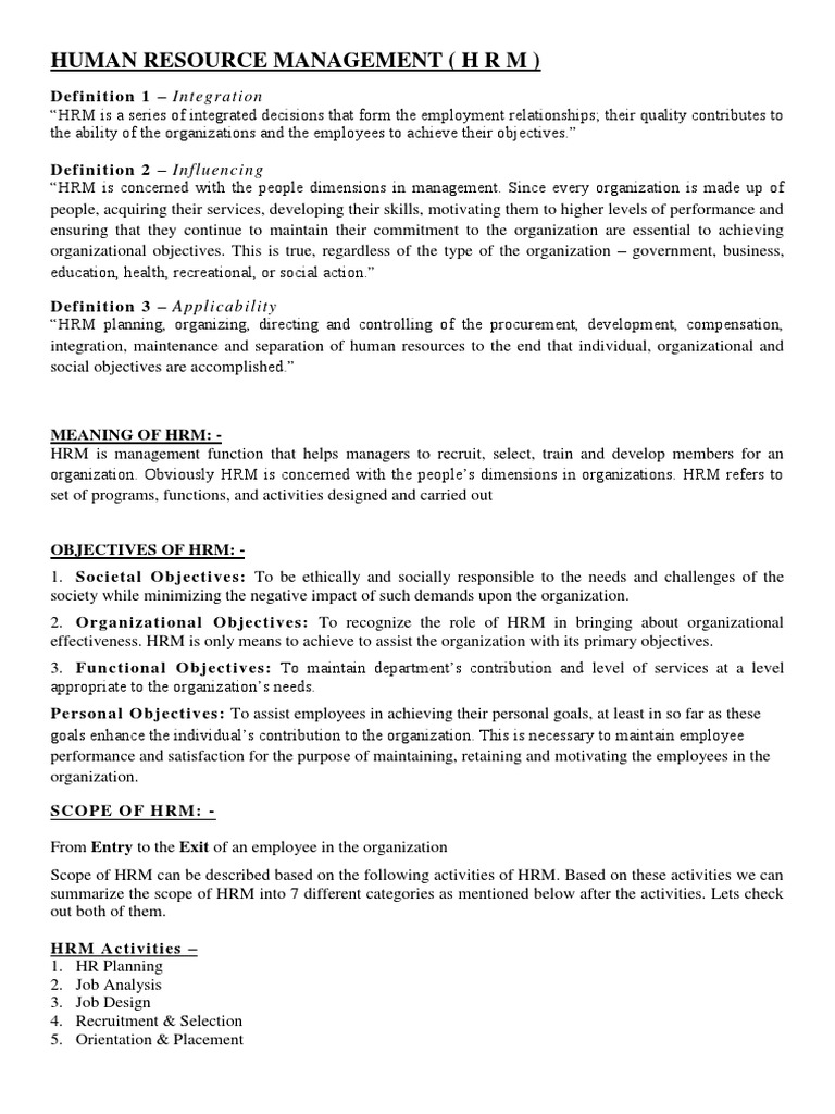 HRM Reference Notes | PDF | Recruitment | Human Resource Management