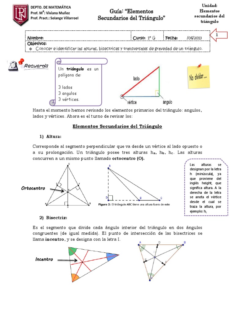 Guia Elementos Del Triangulo | PDF | Triángulo | Euclides