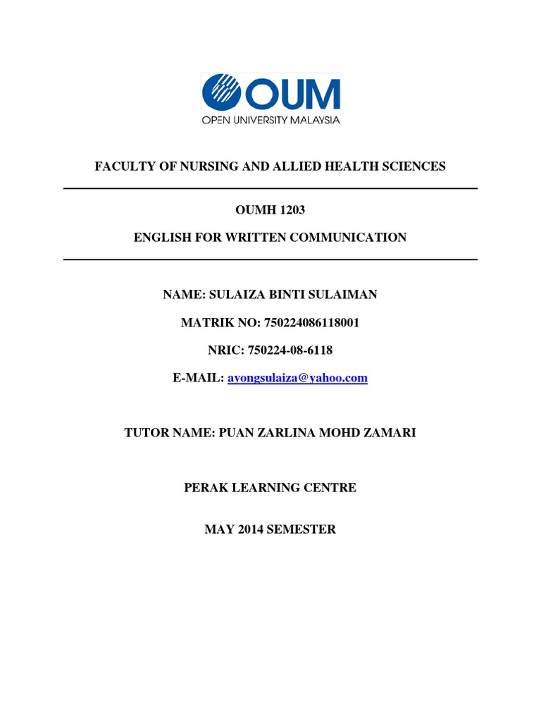 Oumh 1203 | PDF | Self Esteem | Psychological Concepts