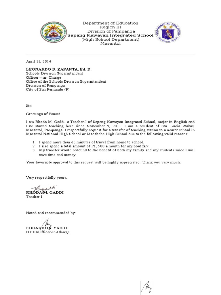 Letter of Transfer | PDF