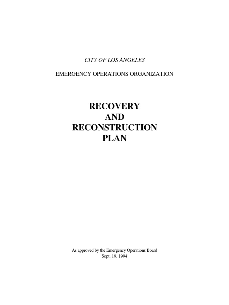 LA Recovery and Reconstruction Pre Disaster PlanAnnex | PDF | Emergency ...