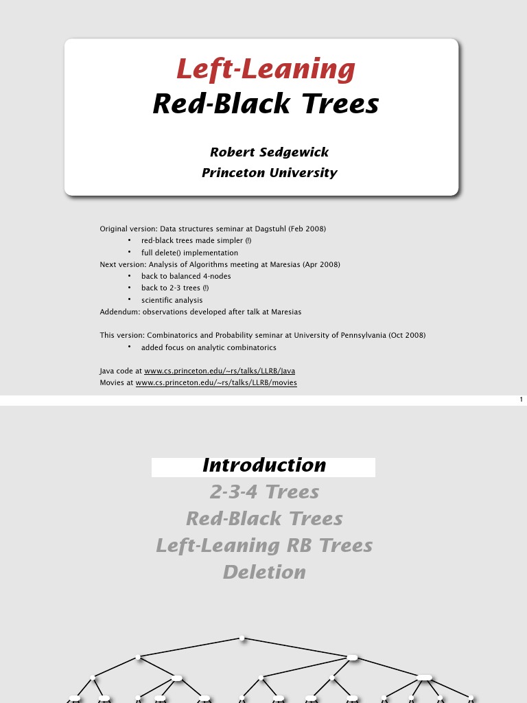 Left Leaning Red-Black Tree | PDF | Combinatorics | Boolean Data Type