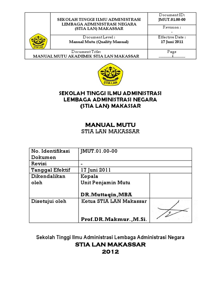 Manual Mutu PDF | PDF