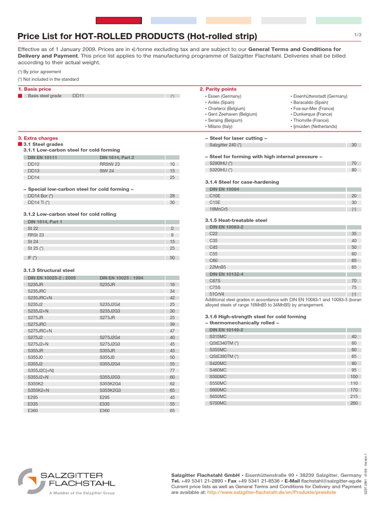 Steel Grades and Pricing Overview | PDF | Engineering Tolerance ...