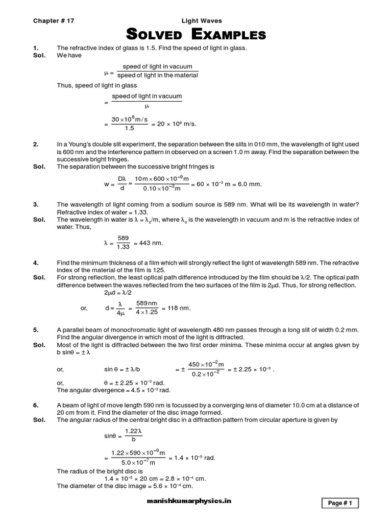 Light Waves | PDF | Wavelength | Diffraction