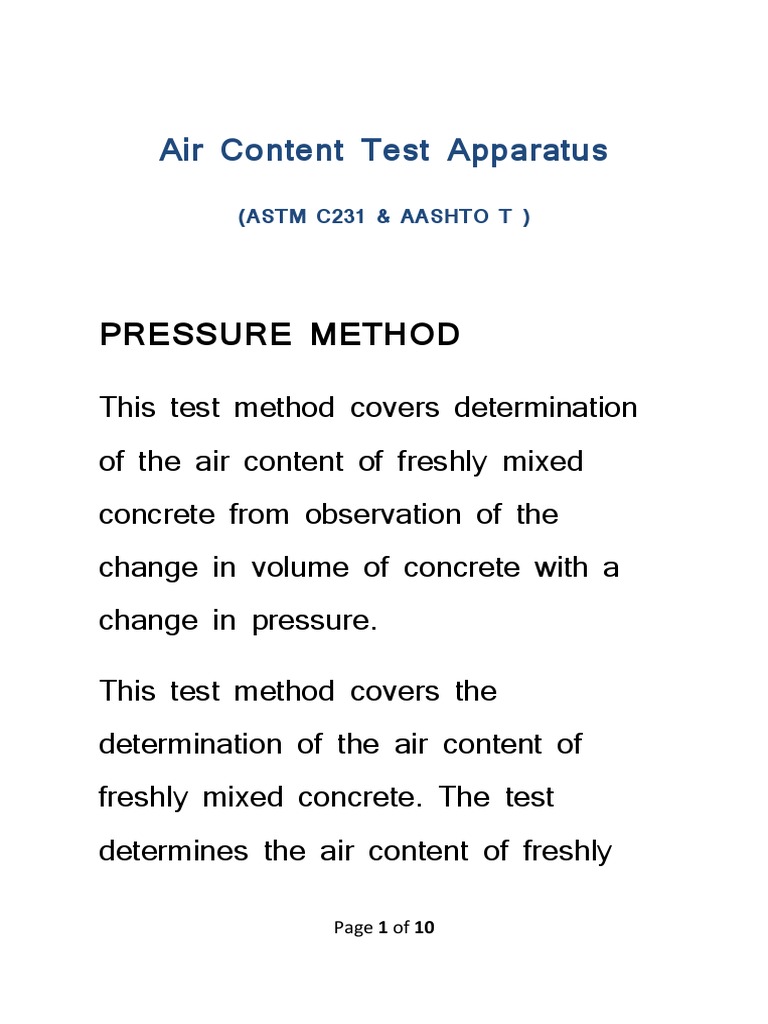 Air Content Testing for Concrete | PDF | Pressure | Calibration