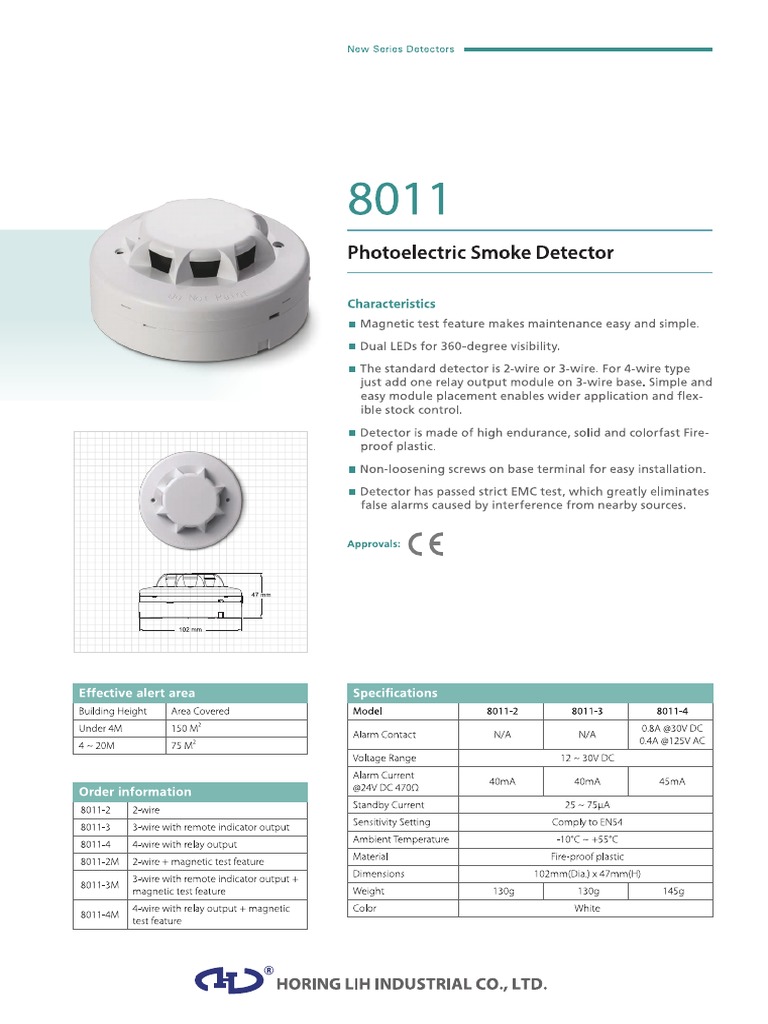 8011 Photo Electric Smoke Detector | PDF