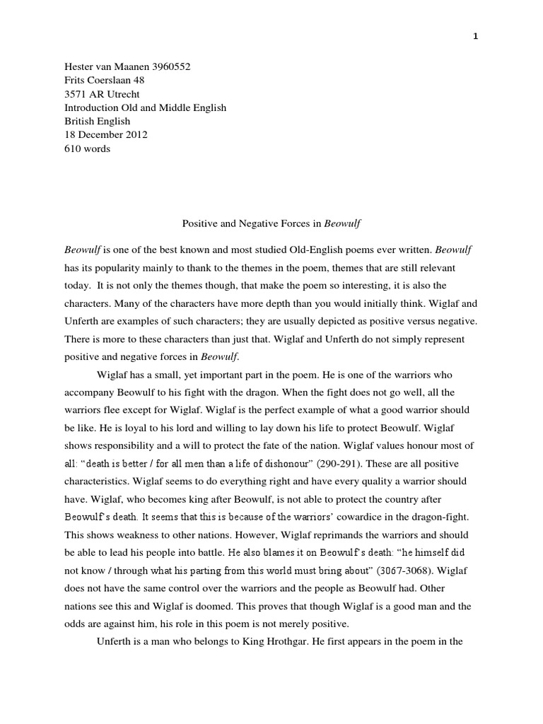 Essay Beowulf | PDF | English Legendary Characters | Old English Poems