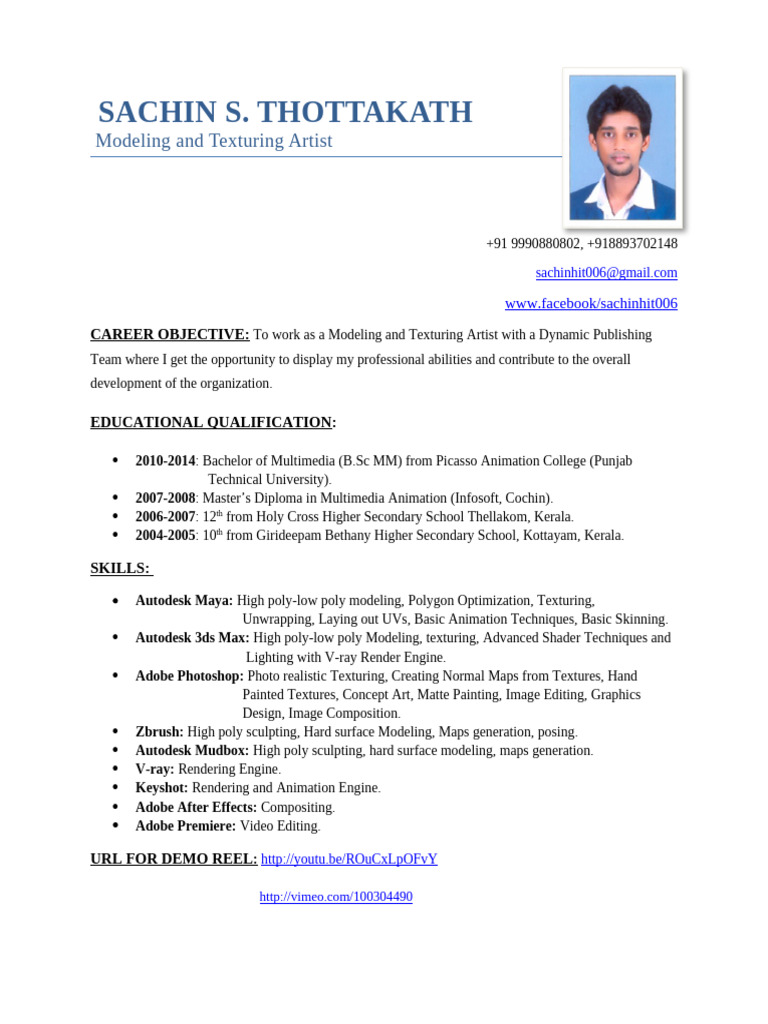 Sachin's CV / Resume | Download Free PDF | Texture Mapping | Rendering ...