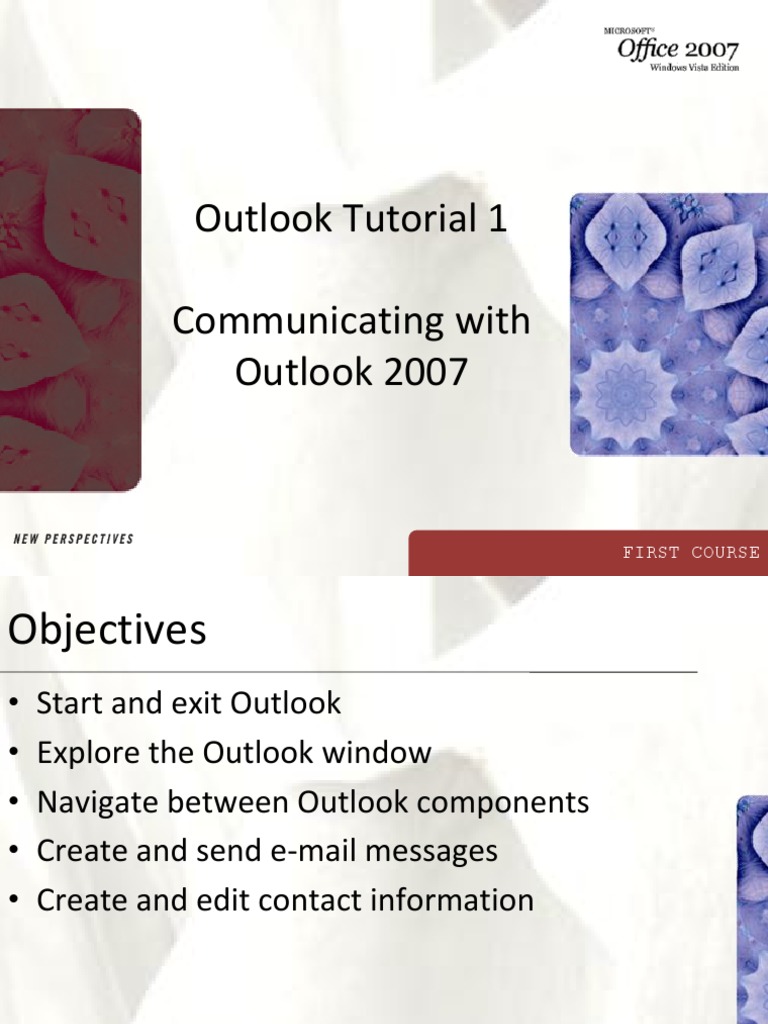Outlook Tutorial 1 Communicating With Outlook 2007: First Course | PDF ...