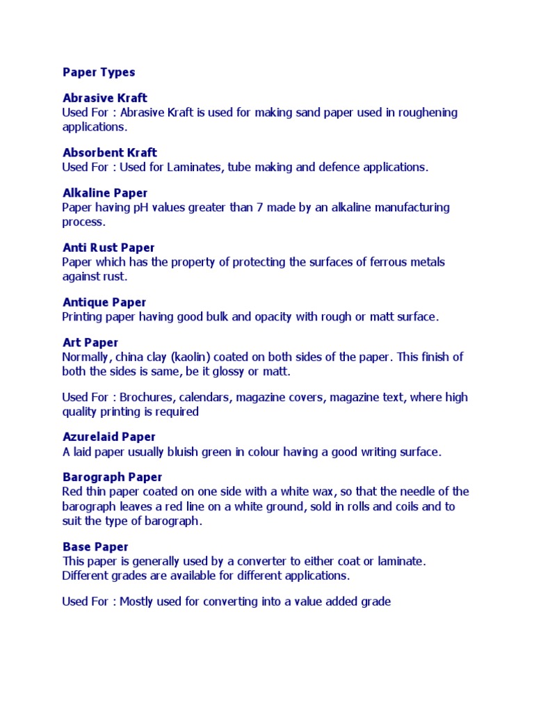 Papers Types | PDF | Paper | Books