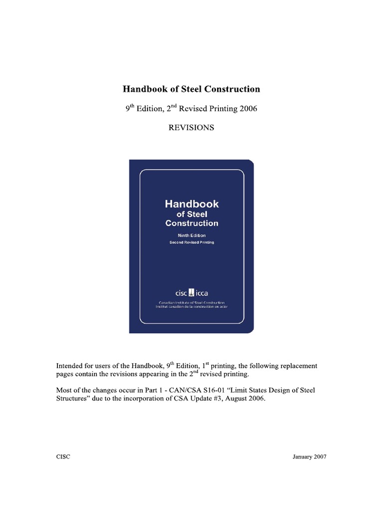 Handbook of Steel Construction Rev 92 | PDF
