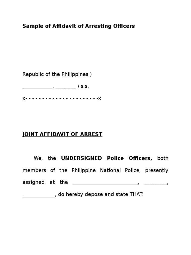 Affidavit of Arresting Officers | PDF | Criminal Justice | Crime & Violence