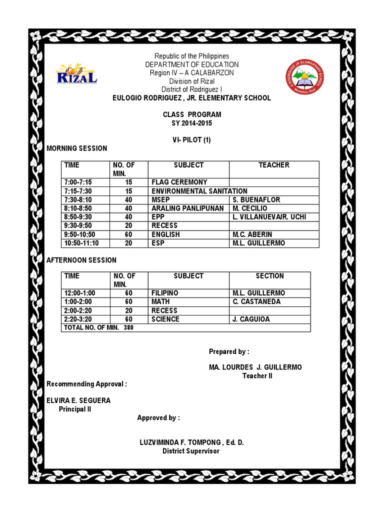 Class Program Grade 6 | Politics | Philippines