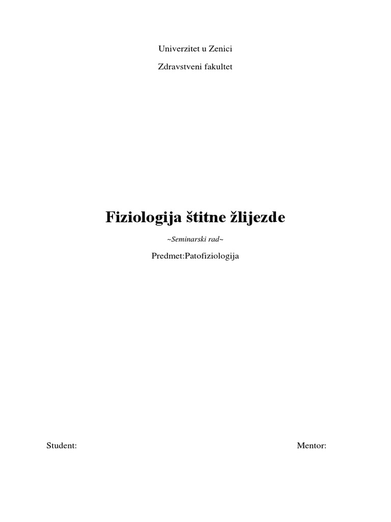 Fiziologija Stitne Zlijezde | PDF