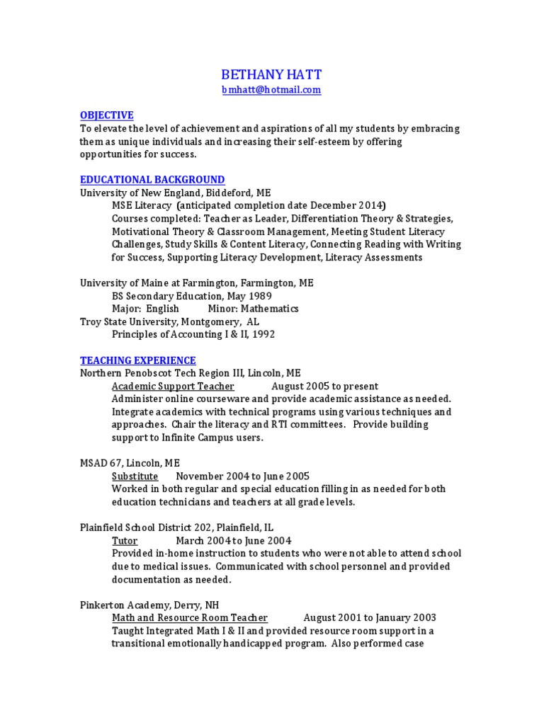 Resume Beth | PDF | Schools | Teachers