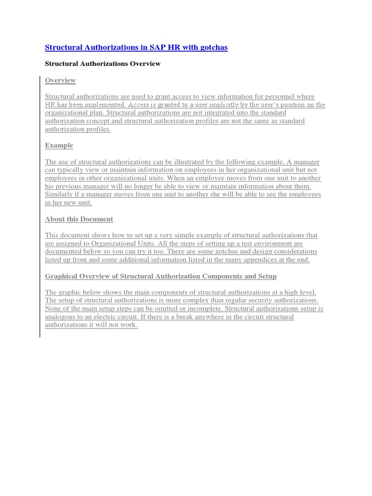 Structural Authorizations In Sap Hr With Gotchas Pdf Superuser Authentication