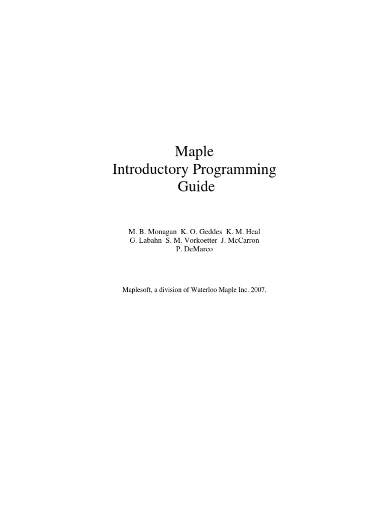 Maple 11 Introductory Programming Guide | PDF | Subroutine ...