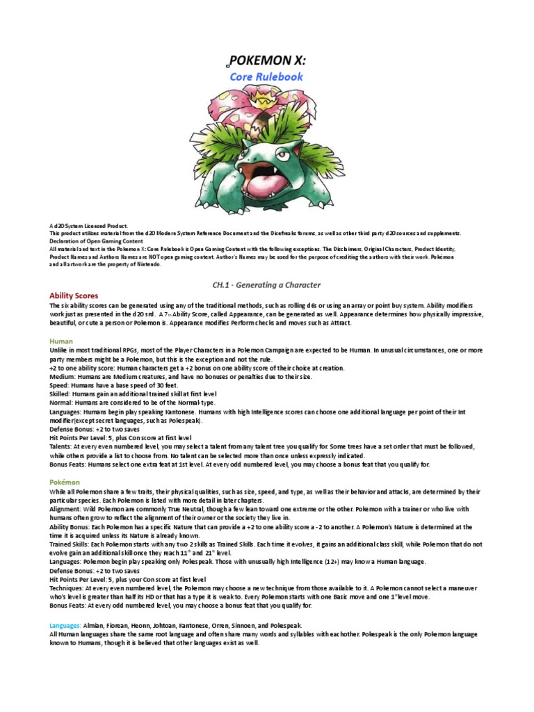 Pokemon D20 - Core Rules 2 PDF | PDF | Role Playing Games | Leisure