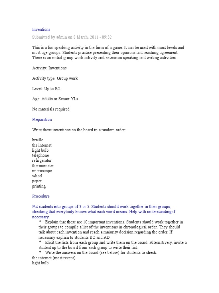 Important Inventions in Chronological Order | PDF