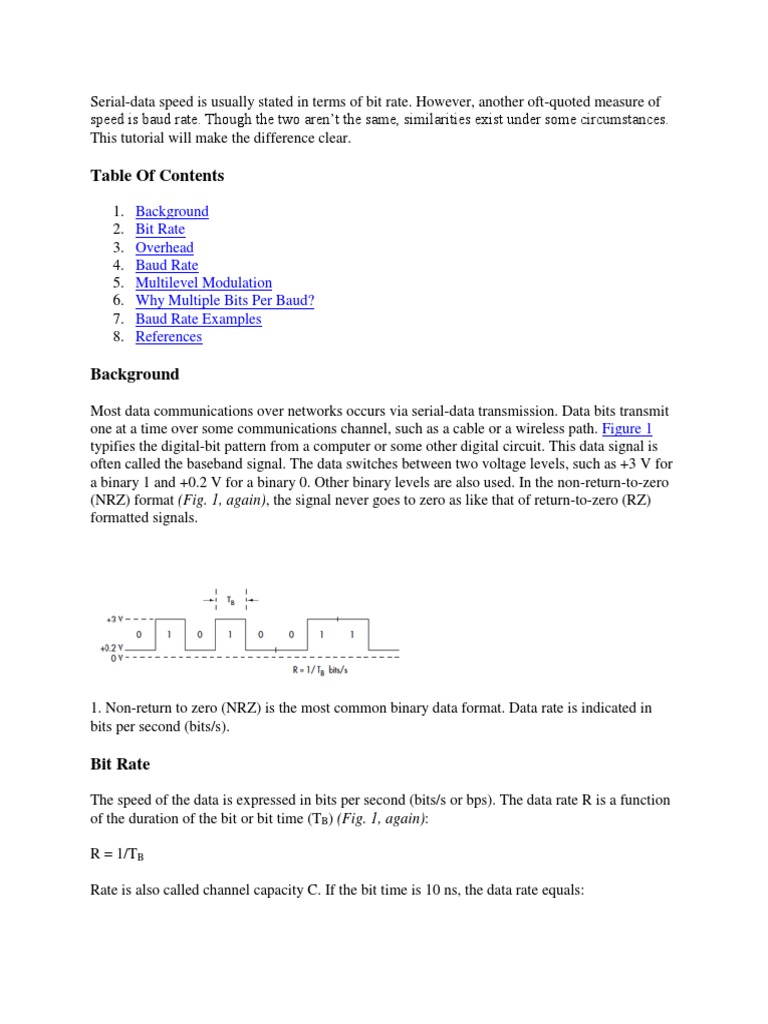 Background Bit Rate Overhead Baud Rate Multilevel Modulation Why ...