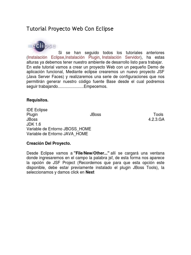 Tutorial Proyecto Web Con Eclipse | PDF | Vuelo salvaje | Eclipse (software)
