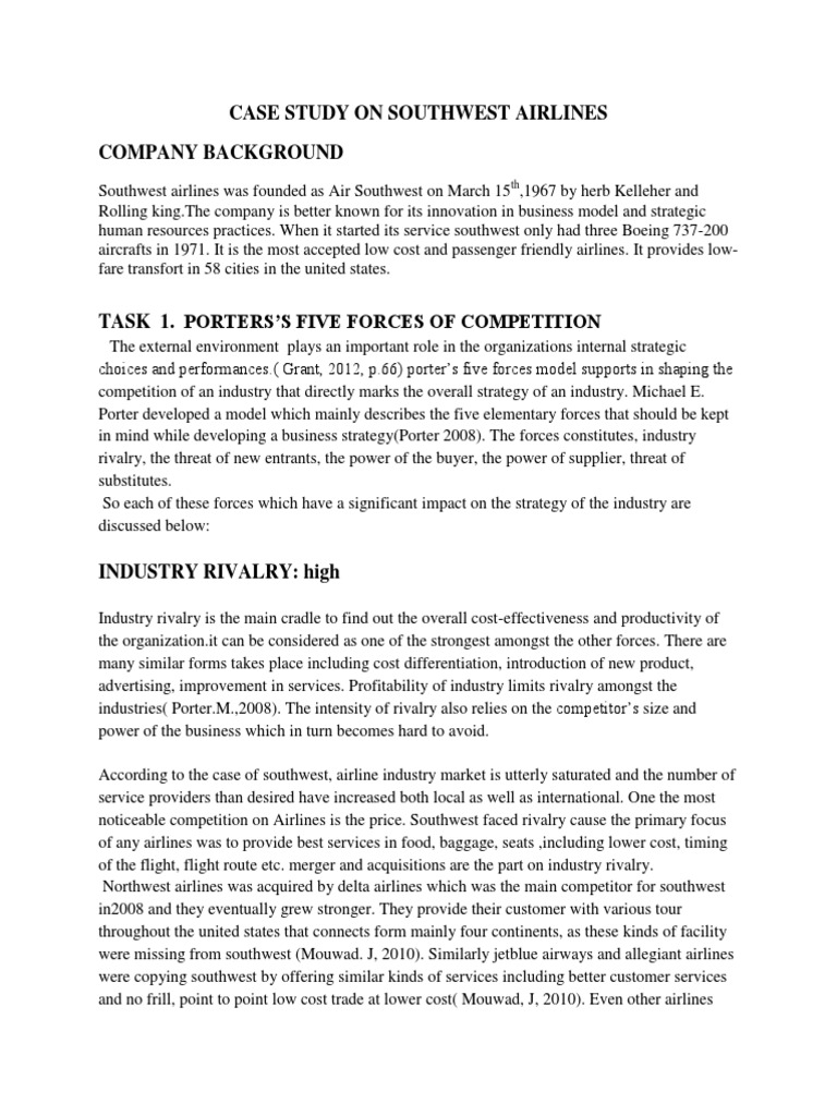 Case Study On Southwest Airlines | PDF | Airlines | Low Cost Carrier