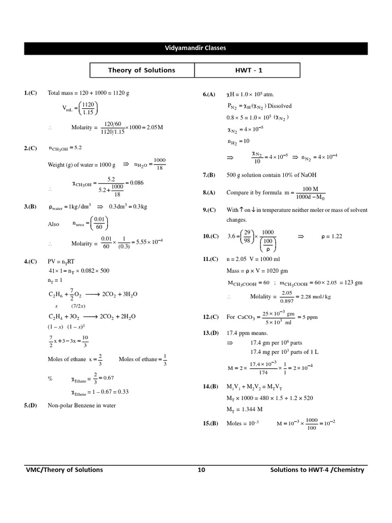 Solutions HWT Theory of Solutions | Download Free PDF | Applied And ...