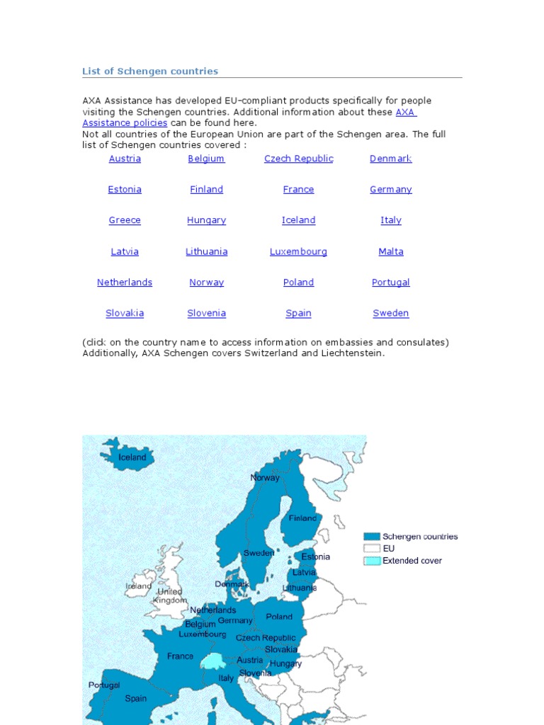 List of Schengen Countries | PDF | Europe Travel | International Relations