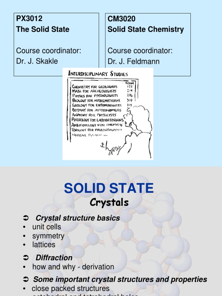 PX3012 The Solid State CM3020 Solid State Chemistry | PDF | Crystal ...