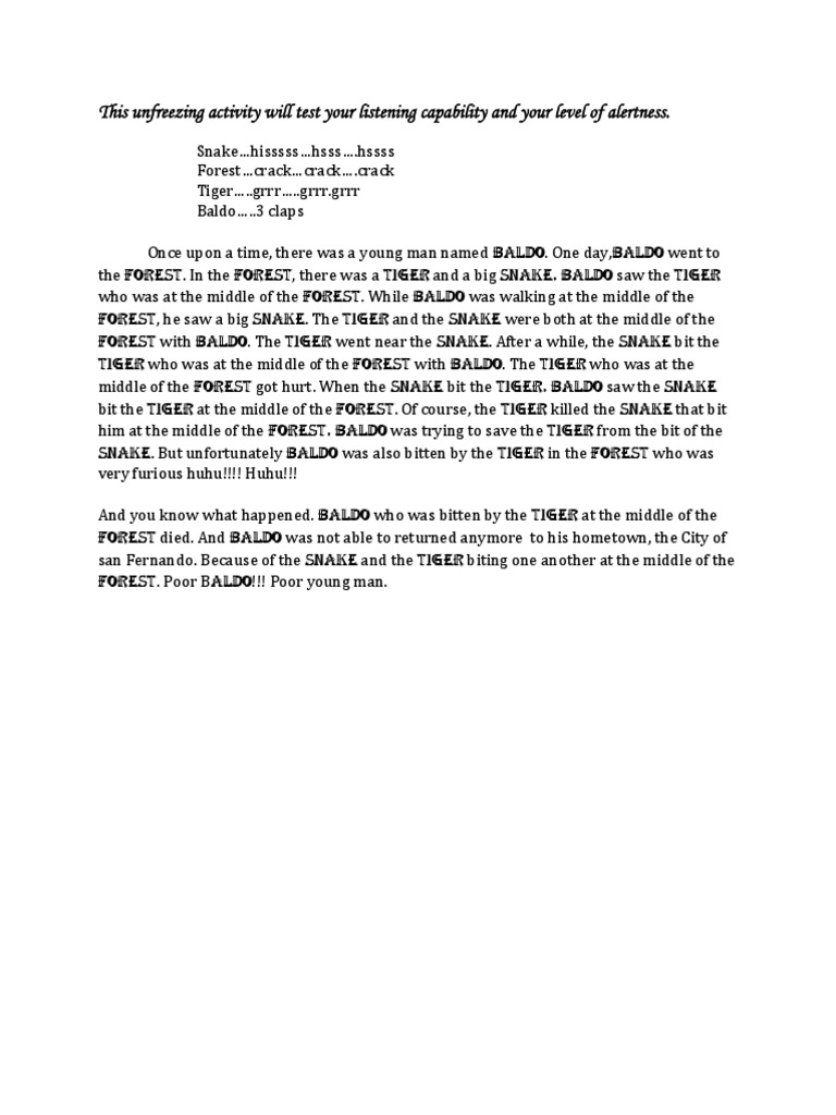 Unfreezing Activity | PDF