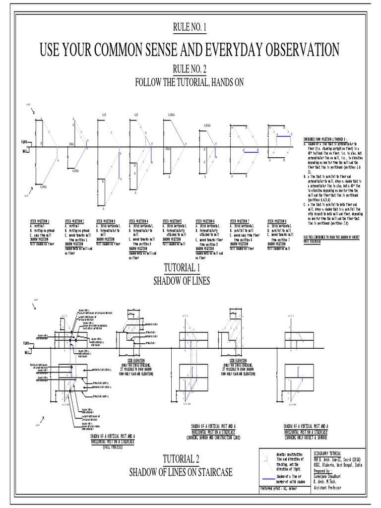 Isometric & Sciagraphy - Tutorial SHEET 1 | PDF | Stairs | Teaching ...