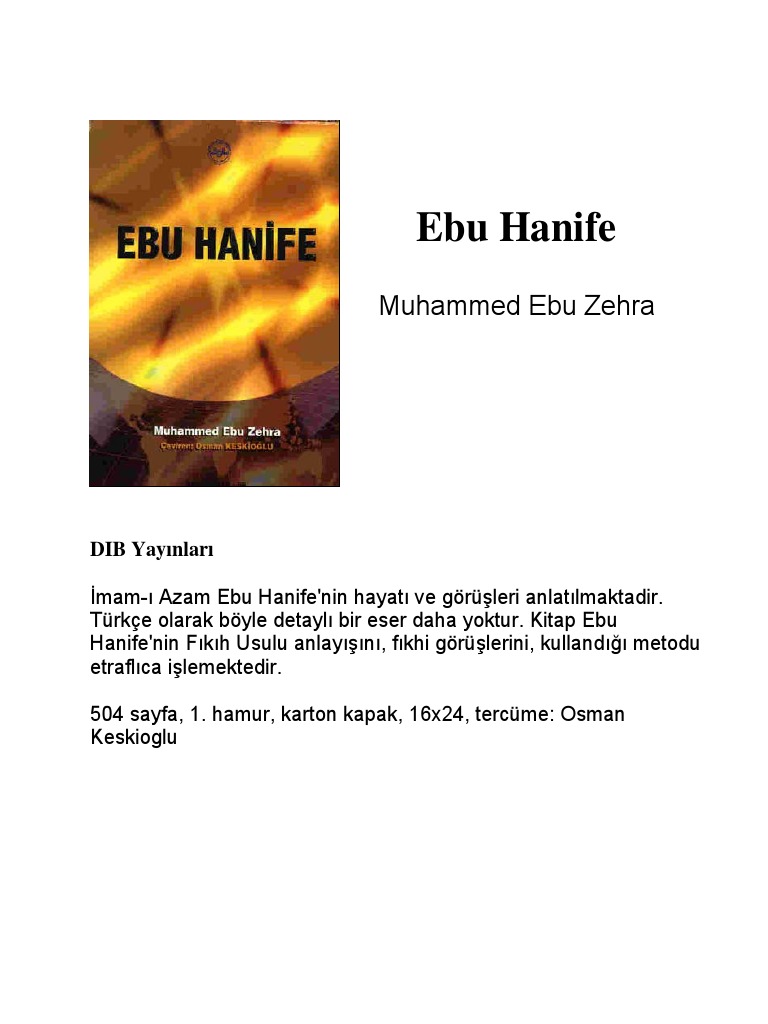 Ebu Hanife - Muhammed Ebu Zehra | PDF