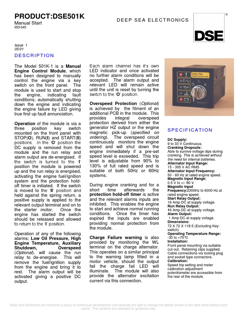 Dse501 Installation Instructions | PDF | Relay | Switch