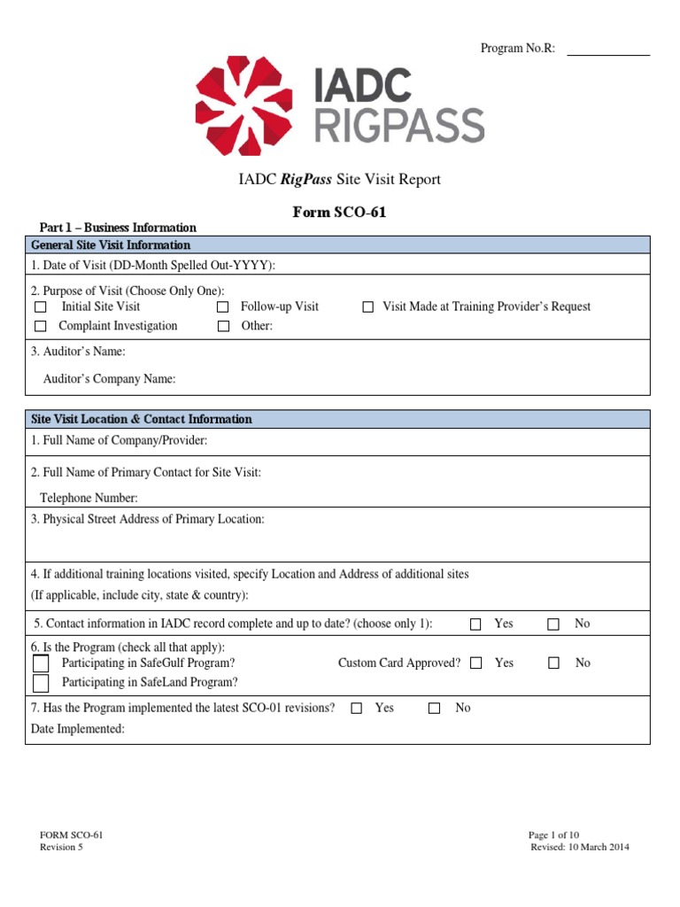 Rig Pass Site Visit Form - Rev5 | PDF | Educational Technology ...