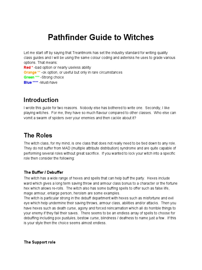 Pathfinder Witch Class Guide | PDF | Elf (Dungeons & Dragons) | Witchcraft