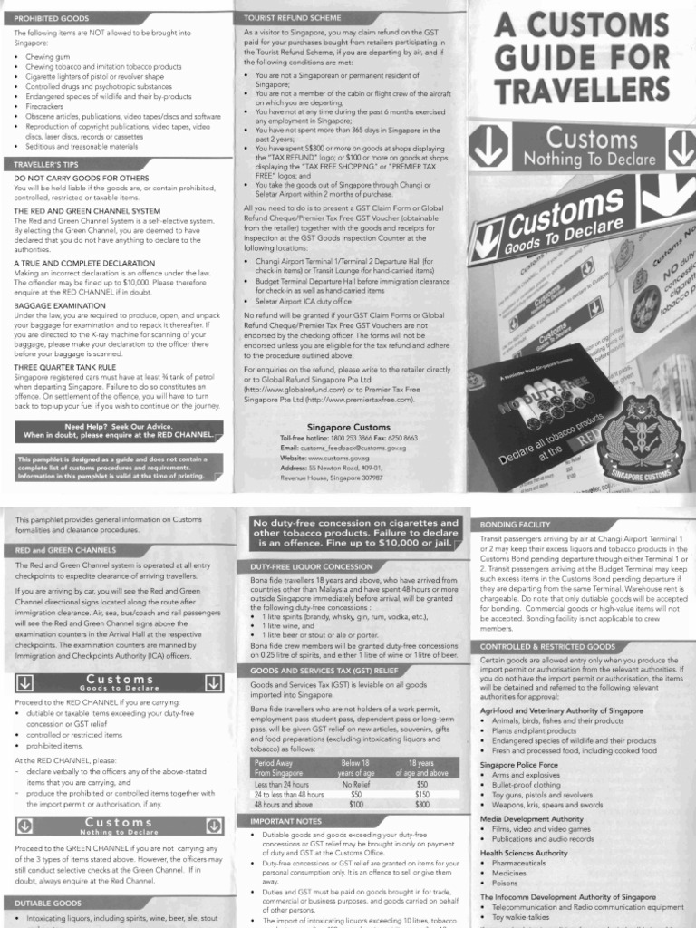 Singapore Customs - Guide to travellers | Customs | Business