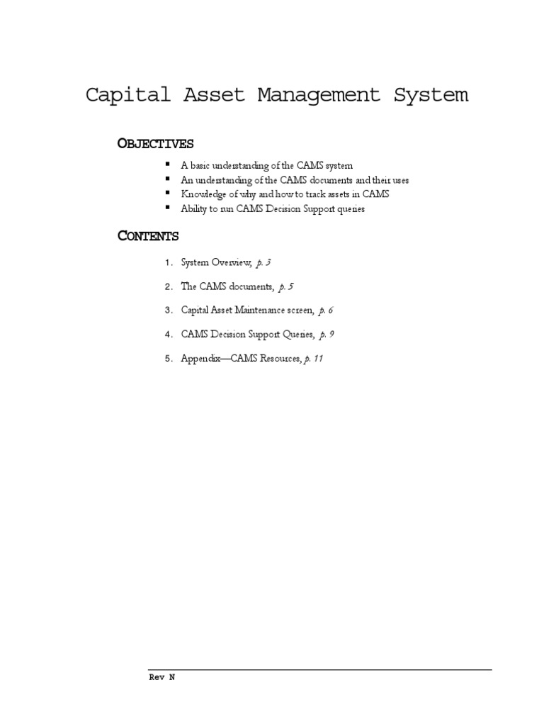 Capital Asset Management System: Bjectives | PDF | Information ...