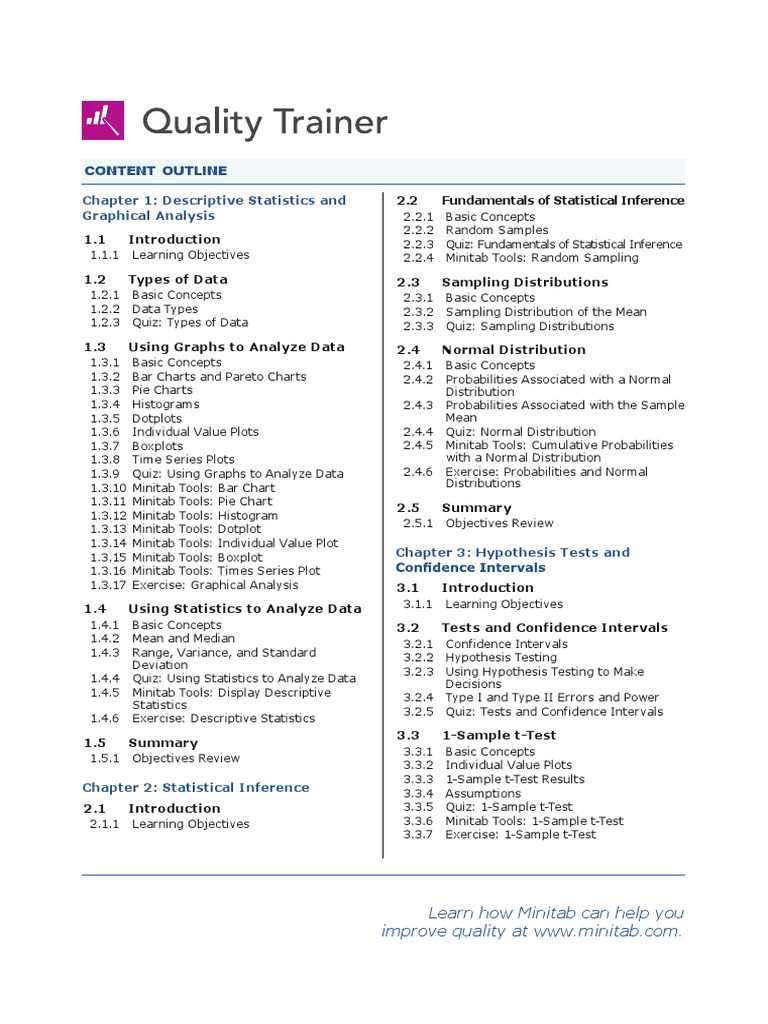 Quality Trainer Content Outline | PDF | Analysis Of Variance ...