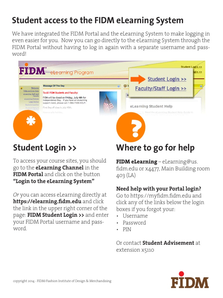 Student Access To The Fidm Elearning System | PDF