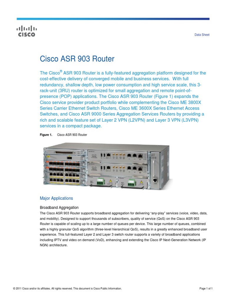 Cisco ASR 903 Series Aggregation Services Routers Datasheet | PDF ...