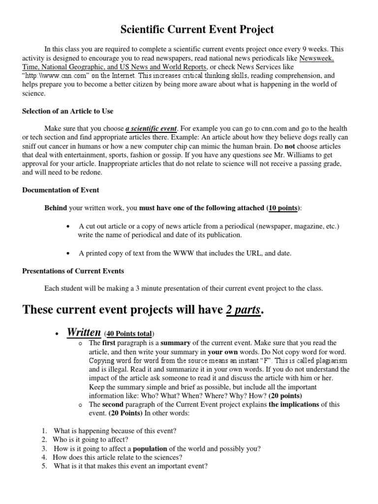 Science Current Event Project | Download Free PDF | Newspapers | Science